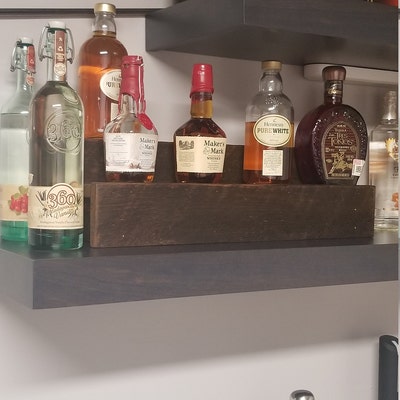 Liquor Shelf Wood Liquor Bottle Shelf Man Cave Gifts, Tiered Bar ...