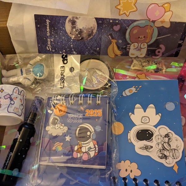 Mystery Space Themed Stationary Gift Set Box Grab Bag Cosmic Celestial ...