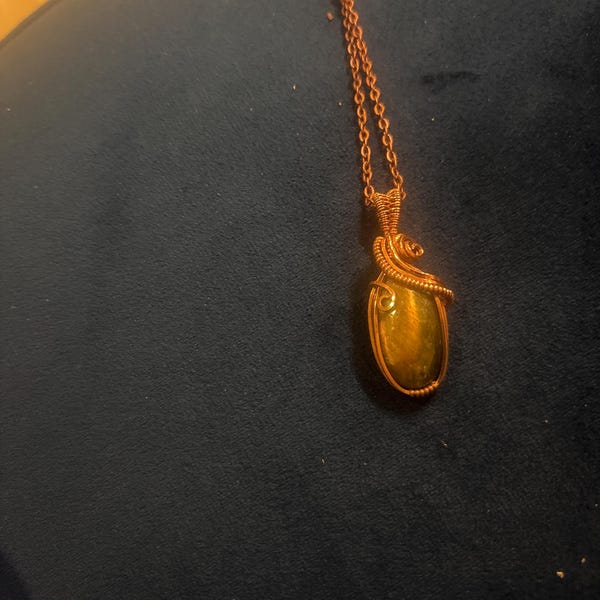 Sunstone Crystal Wire Wrapped Pendant, Aesthetic Necklace, Golden ...