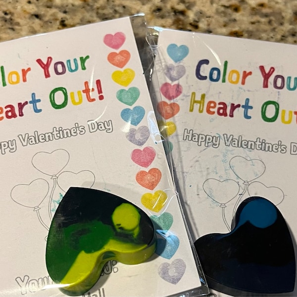 Heart Valentine Crayons – Class Valentines for Kids – Non Candy ...