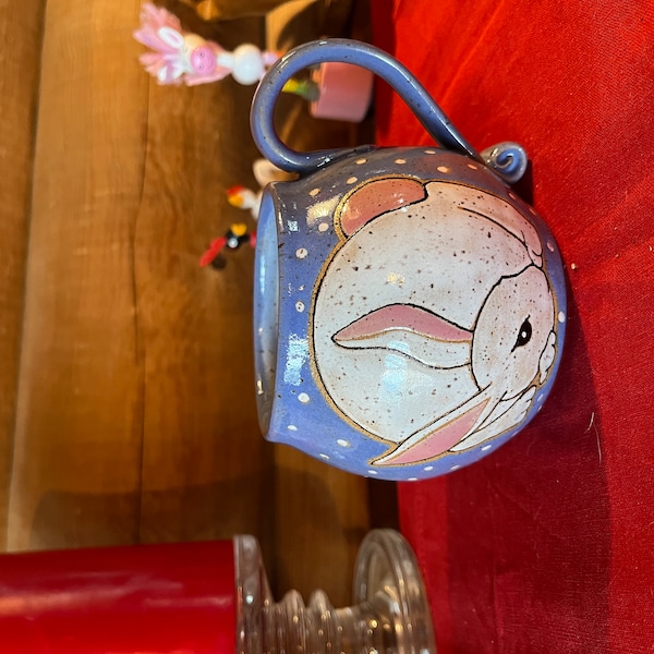 White Rabbit Mug, Gift for Her , Great Christmas Gift, Pottery Mug ...
