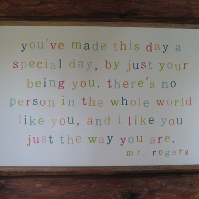 Horizontal I Like You Just the Way You Are Mr. Rogers Framed Wood Sign ...
