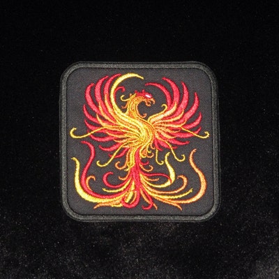 Fire Phoenix Patch Embroidered Iron on Fabric Dire Phoenix Patch by ...