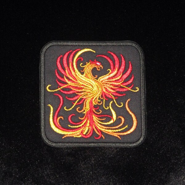 Fire Phoenix Patch Embroidered Iron on Fabric Dire Phoenix Patch by ...