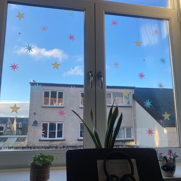 Christmas Window Decorations Stars Decorative Window Stickers Decals ...