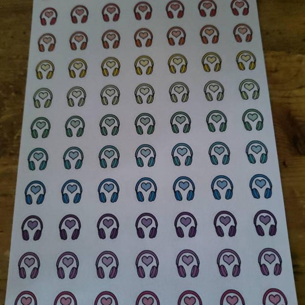 Hand Doodled Headphones Icon Planner Stickers | I-465 - Etsy