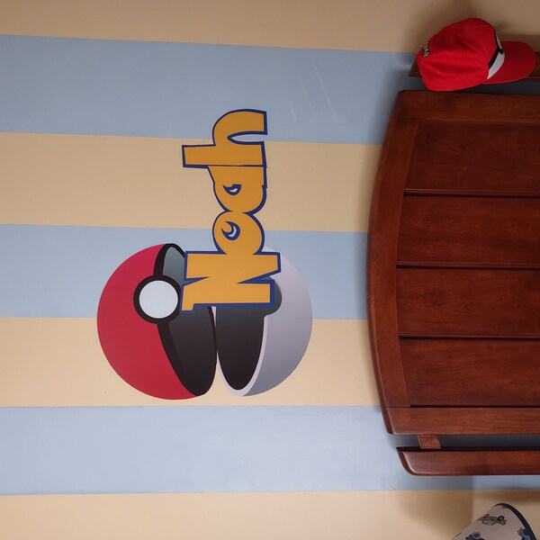 Pokeball Custom Name Wall Decal - Kids Wall Sticker - Poke Wall Decor ...
