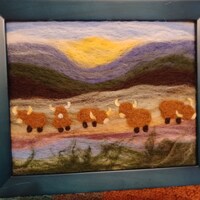 Sheep Felted Painting Kit Landscape Picture Needlepoint - Etsy Canada