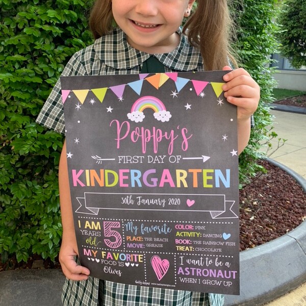 Pink First Day of School Sign Editable, Last Day of School Sign ...