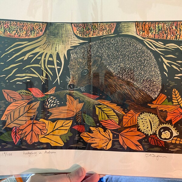 Limited Edition Handmade Linocut. Hunting Otter. - Etsy