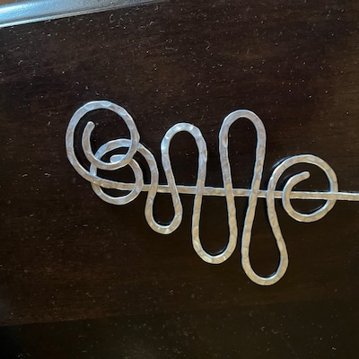 Silver Shawl Pin/brooch/slide Minimalist Abstract Squiggle - Etsy