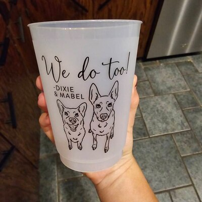 Custom Pet Illustration Monogram 12oz or 16oz Frosted Unbreakable ...