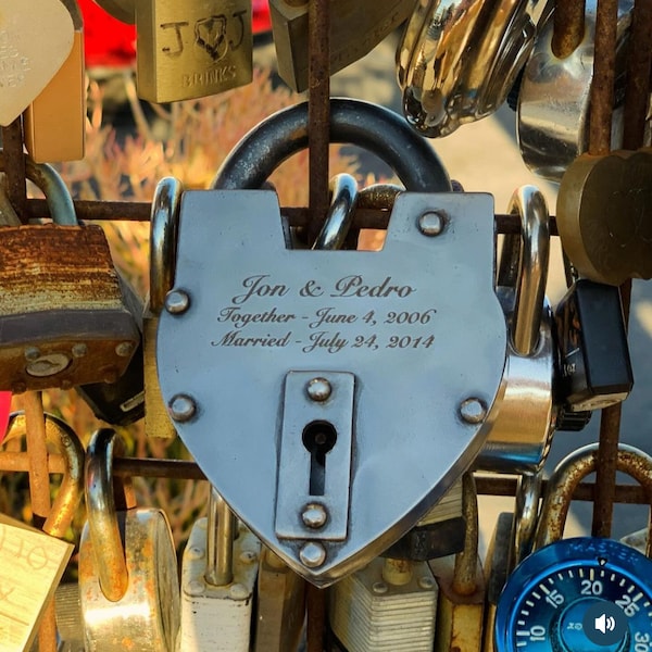 Personalized Custom Hand-forged Love Lock (silver) - Engraved Padlock ...