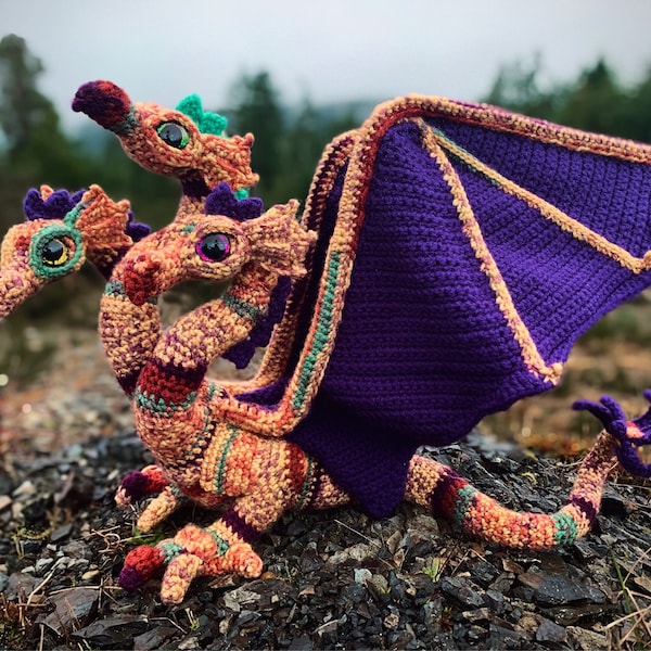 Hydra Three Headed Dragon Crochet Amigurumi Pattern DIGITAL PDF by ...