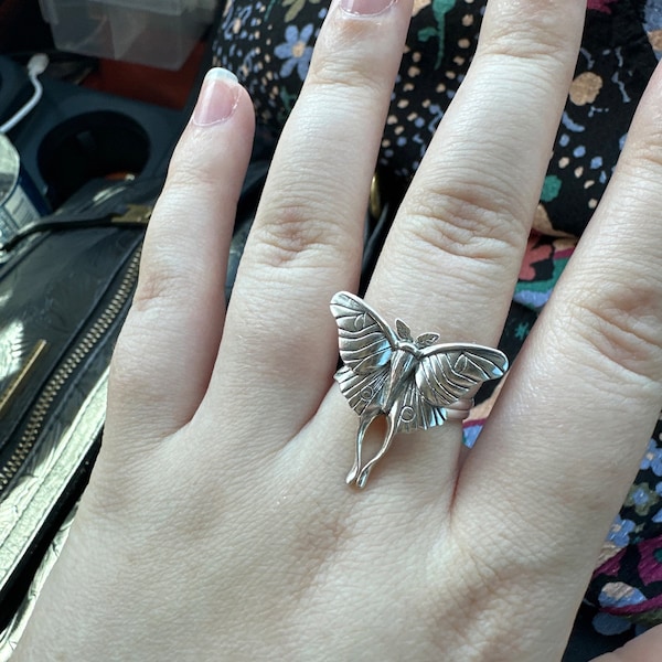 Luna Moth Ring, Moth Ring, Sterling Silver Ring, Silver Moth Ring, Luna ...