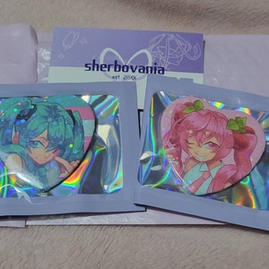 Miku Holographic Heart Buttons - Etsy