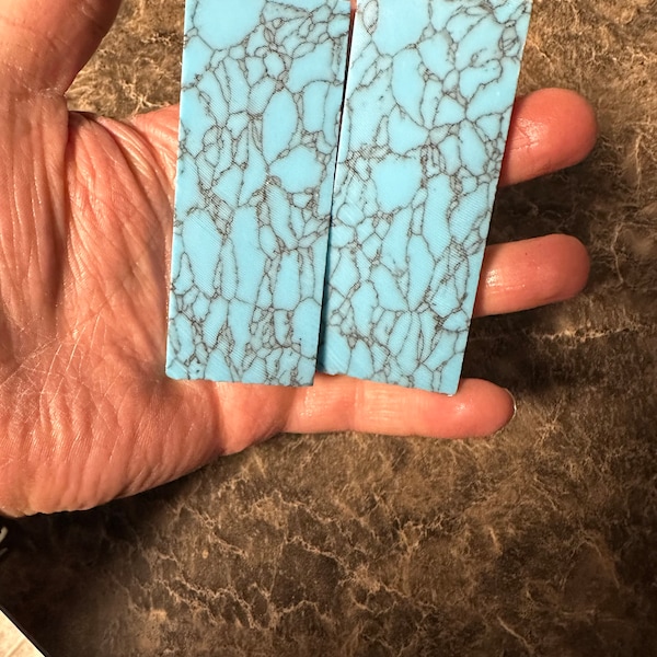 1PAIR 35mmx90mmx5mm Reconstitute Arizona Turquoise Resin Recon Stone ...