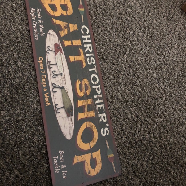 Personalized Bait Shop Sign Fishing Signs Decor Man Cave Decorations ...