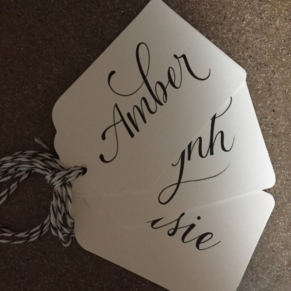 Hand Lettered Personalized Tags, Customizable Calligraphy Tags. - Etsy