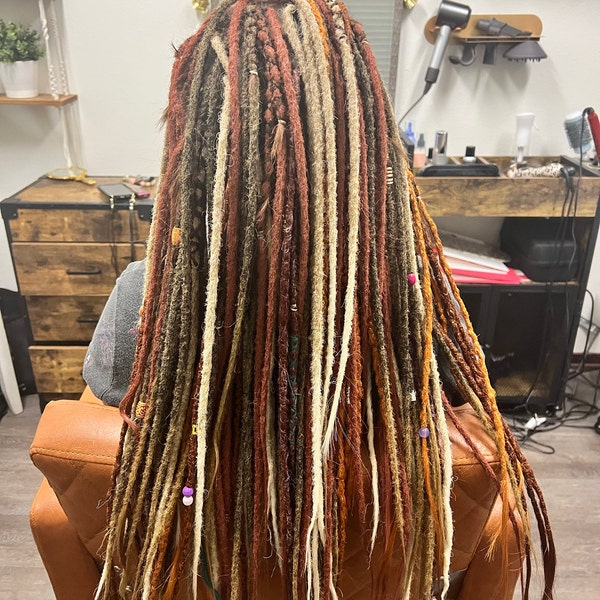 Ginger Viking Dreadlocks Crochet Full Set Decorate Locs With Jewels and ...