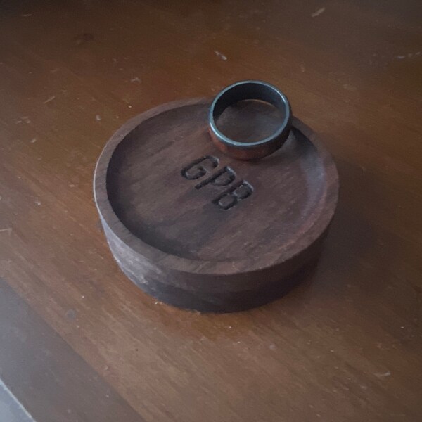 Wood Ring Dish / Black Walnut / Initials - Etsy