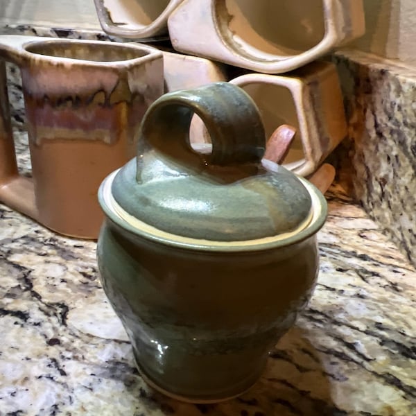 Lidded Pottery Sugar Bowl, Salt Cellar, or Honey Jar: Handmade ...