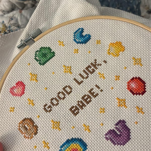 Good Luck, Babe! PDF Cross Stitch Pattern | Lucky Charms Cross Stitch ...