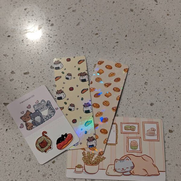 Cute Cat Ice Cream Glossy Vinyl Sticker, Orange Cat, Brown Cat, Cream ...