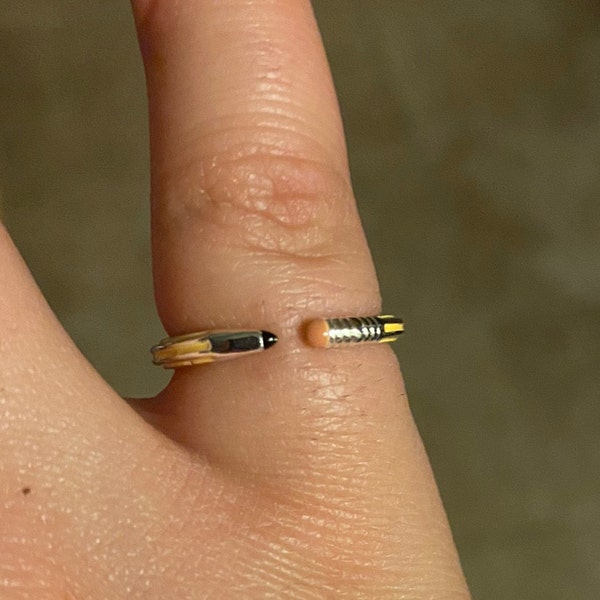 Pencil Ring Yellow and Silver - Etsy