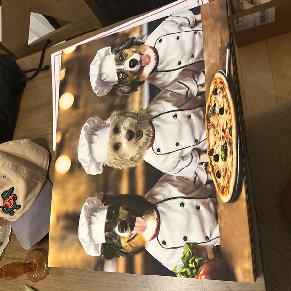 Custom Pet Chef, Dog Portrait, Cat Chef, Pet in the Kitchen, Pet Lover ...