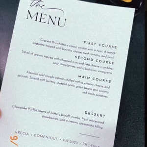 Round Minimalist Menu Template, Printable Modern & Simple Wedding ...