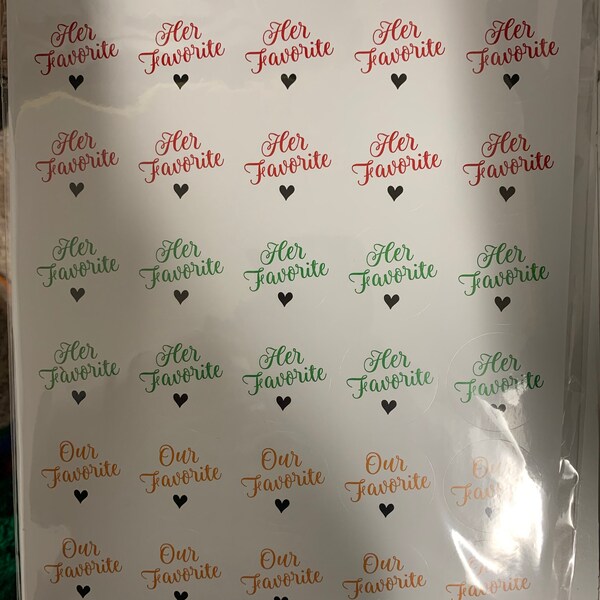 His Favorite Her Favorite Our Favorite Wedding Stickers, Favorites ...