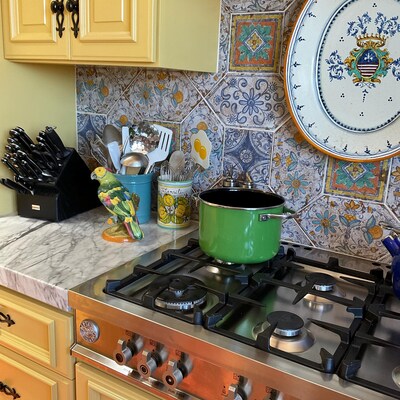 Italian Ceramic Art Tile Pantiles Pottery Lemons Blu Handmade in ITALY ...