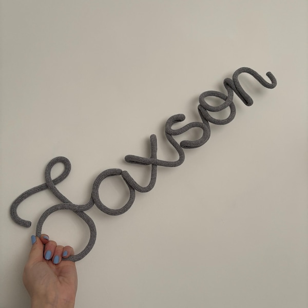Personalised Knitted Wire Names | Wire Rope Name | Wire Signs | Nursery ...
