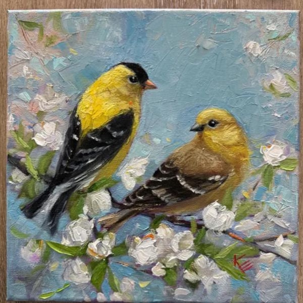Original Oil Painting, 12”x12” Blue Bird, Krista Eaton, Birds ...