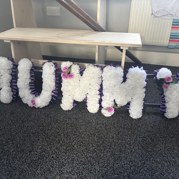 Funeral Foam Letters Numbers Tribute Name Floral Quick Clip on Bars ...