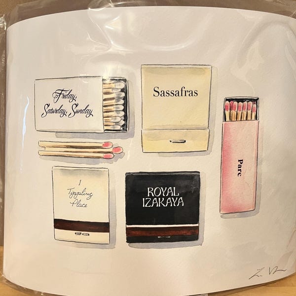 Custom Restaurant Matchbooks Art Print, Romantic Couples Gift ...