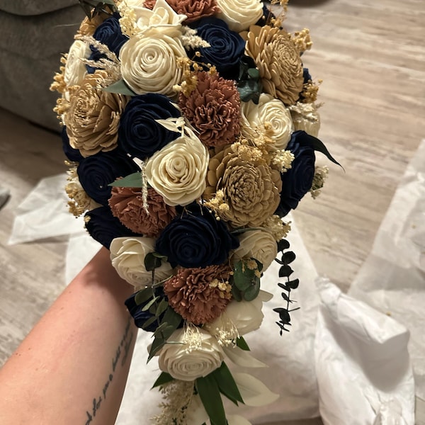 Wedding Bouquet, Bridal Bouquet, Sola Flower, Wedding Flower, Wooden ...
