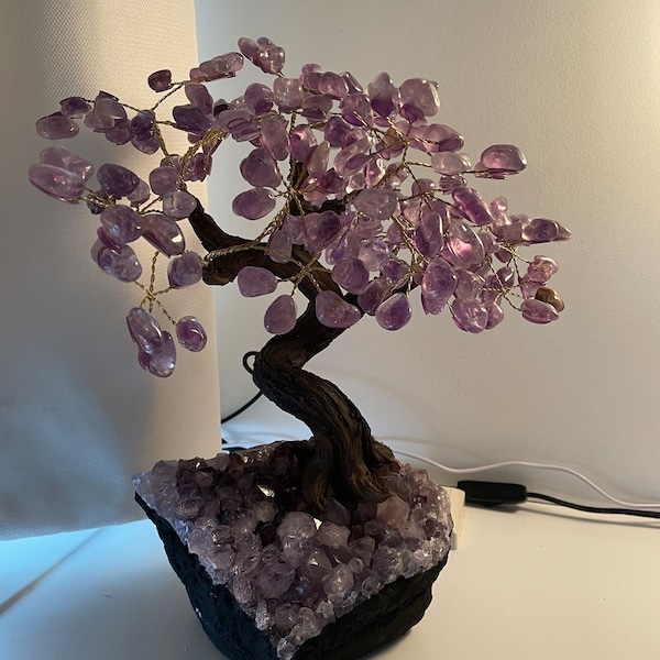 14" Tall Handmade Gemstone Tree W/ Crystal Cluster Base, 180 Total Gems ...