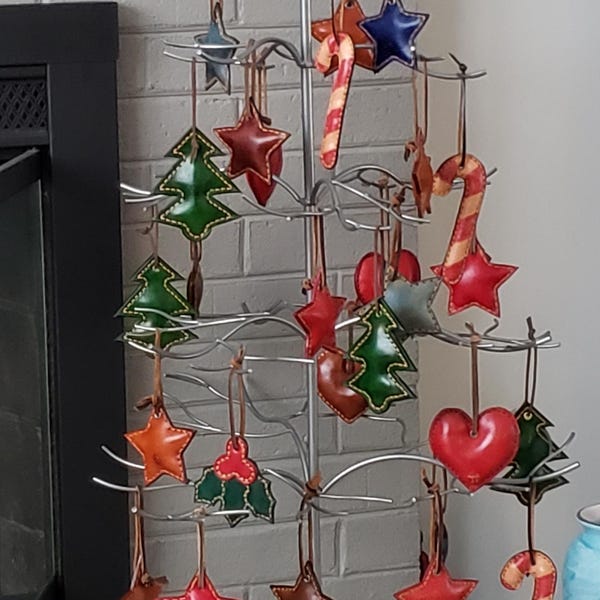Star - Leather Christmas Tree Ornament - Holiday - Handmade - Unique - Etsy