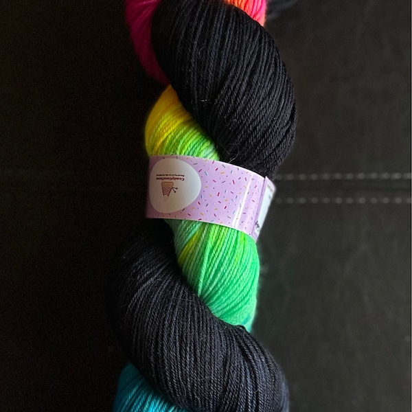 Hand Dyed Pastel Rainbow and Black Sock Yarn - Toucan Sam | Assigned ...
