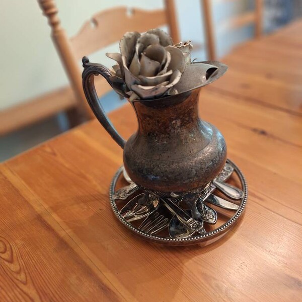 Fenton Glass Black Rooster Figurine Flower Power Collection Hand ...