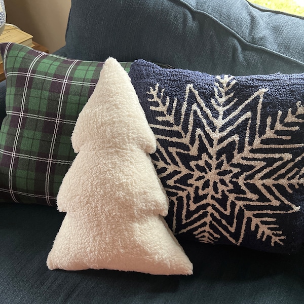 Sherpa Tree Pillow, Christmas Tree Plush Pillow, Christmas Tree Décor ...