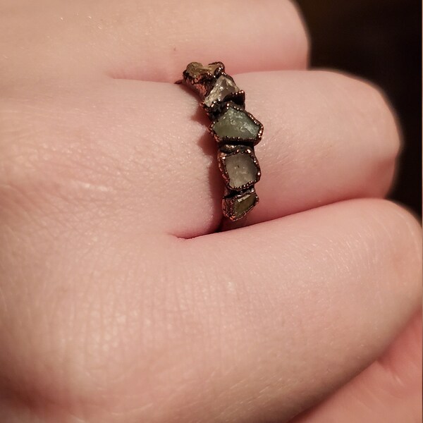 Lucky Stone Ring - Raw Stone Silver Ring - Multi Stone Crystal and ...