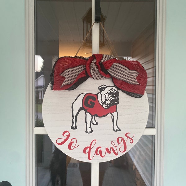 Bulldog Door Hanger, Front Door Decor, Go Dawgs, Bulldog Sign, Georgia ...