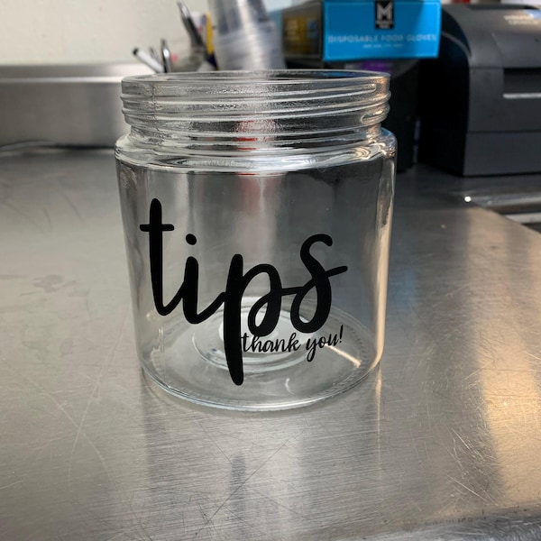Tips Thank You! Vinyl Decal - Vinyl Lettering for Tip Jar - Removeable ...