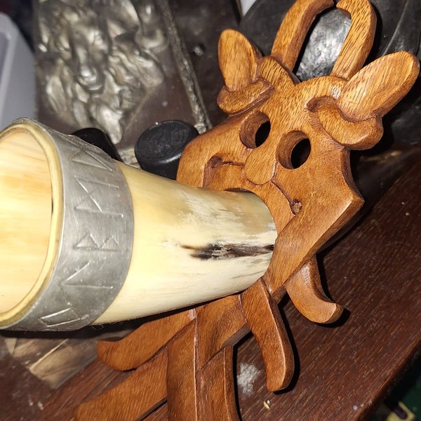 Drinking Horn Stand Odin's Ravens Hugin and Munin as Horn Holder Hand ...