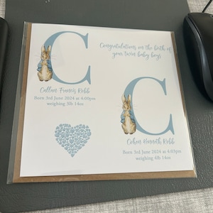 Personalised Peter Rabbit New Baby Card, New Baby, Personalised Card ...