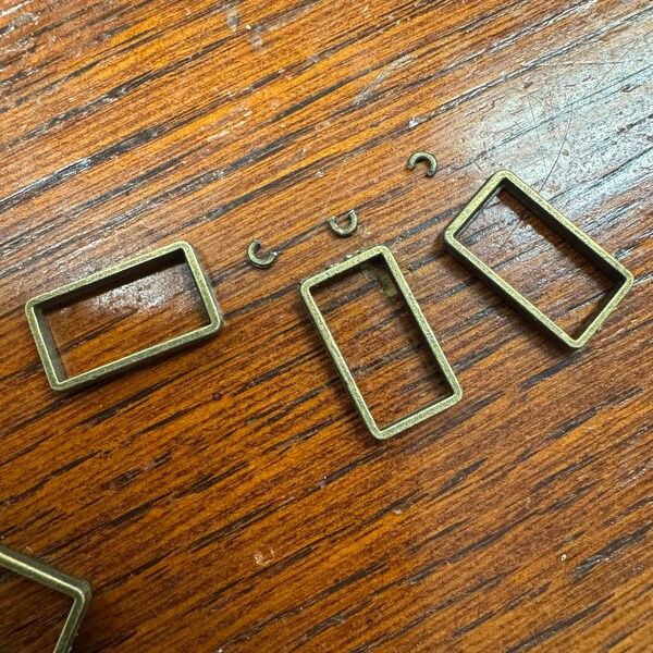 2 Slender Rectangle Open Bezel Pendants-10x35mm,locket Frame,antique ...