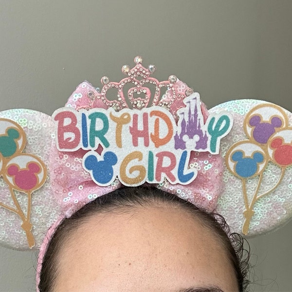 Birthday Girl Crown Ears, Mickey Ears, Minnie Ears, Birthday Ears ...